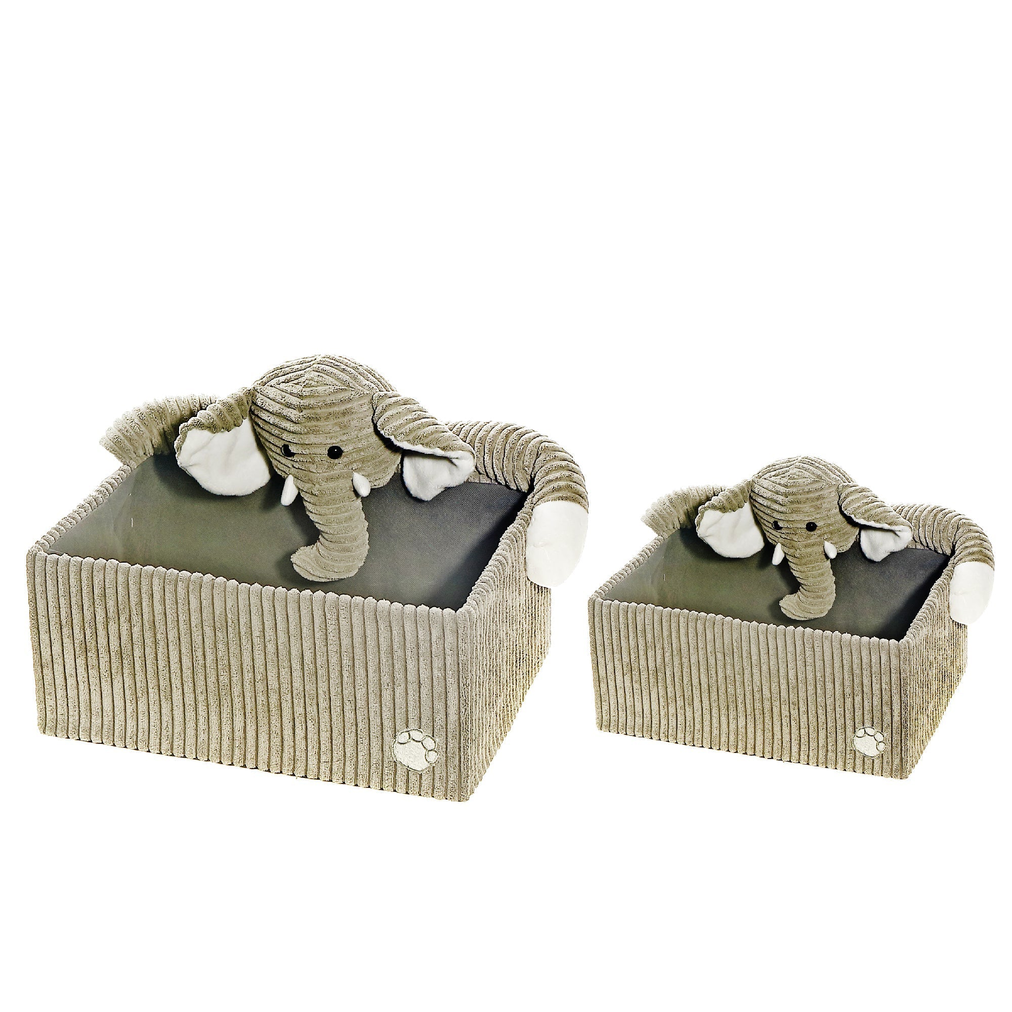 Maison Concepts Rectangle Fabric Hamper With Plush Elephant Set Of 2